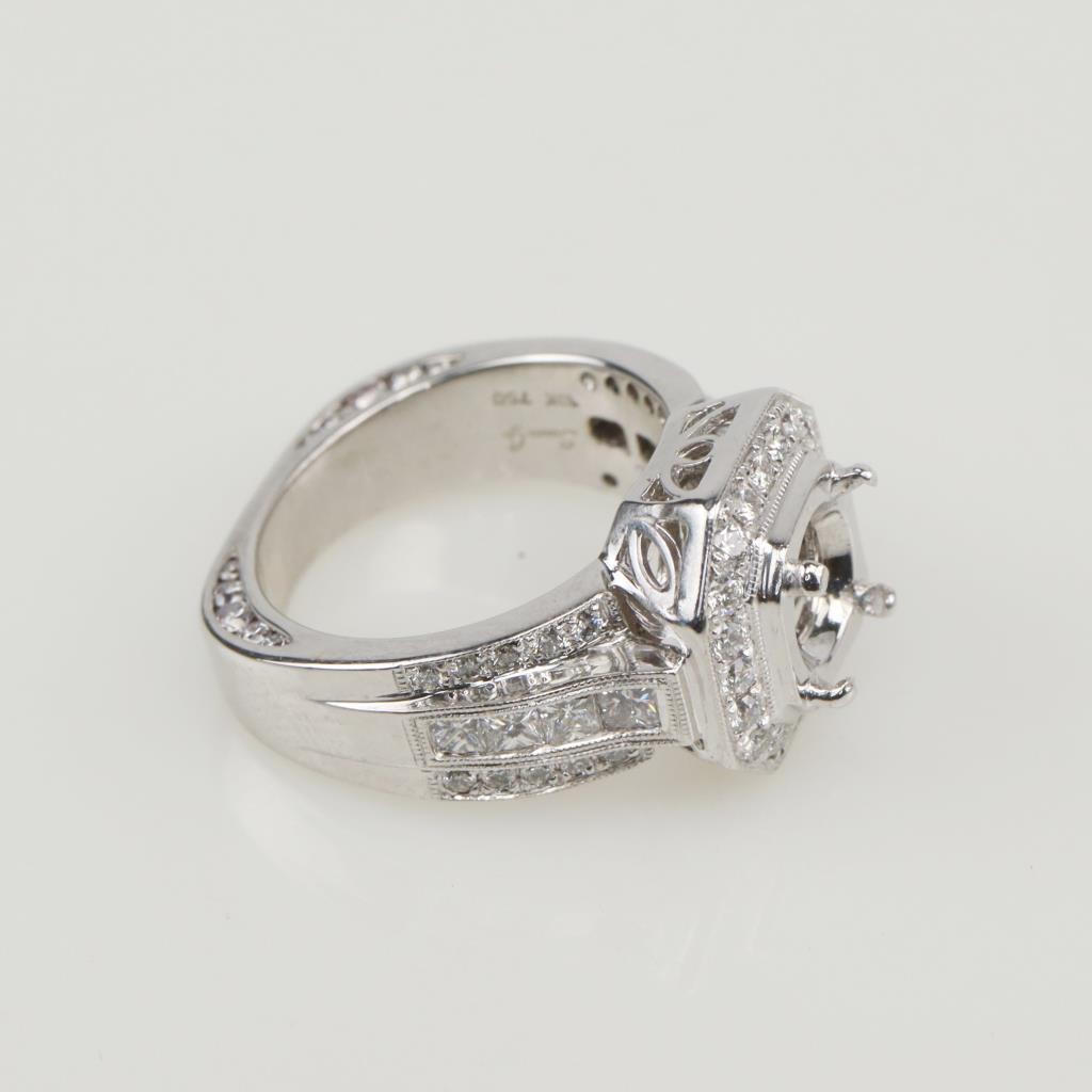 .54ctTW Diamond 18kt White Gold Mounting Halo Style Ring-Evaluated By ...