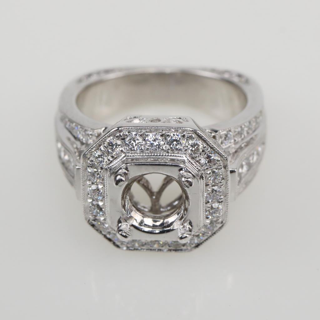 .54ctTW Diamond 18kt White Gold Mounting Halo Style Ring-Evaluated By ...