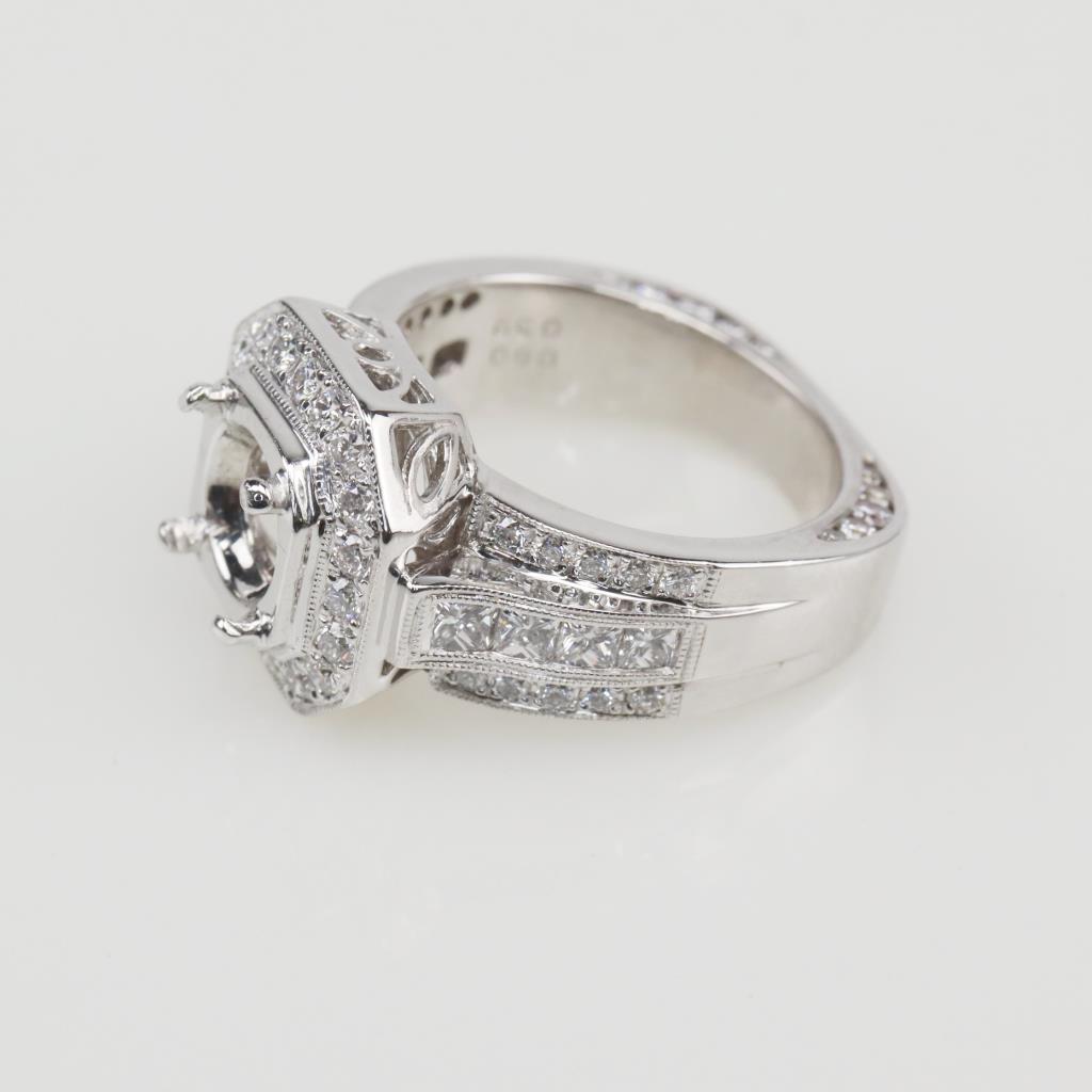 .54ctTW Diamond 18kt White Gold Mounting Halo Style Ring-Evaluated By ...