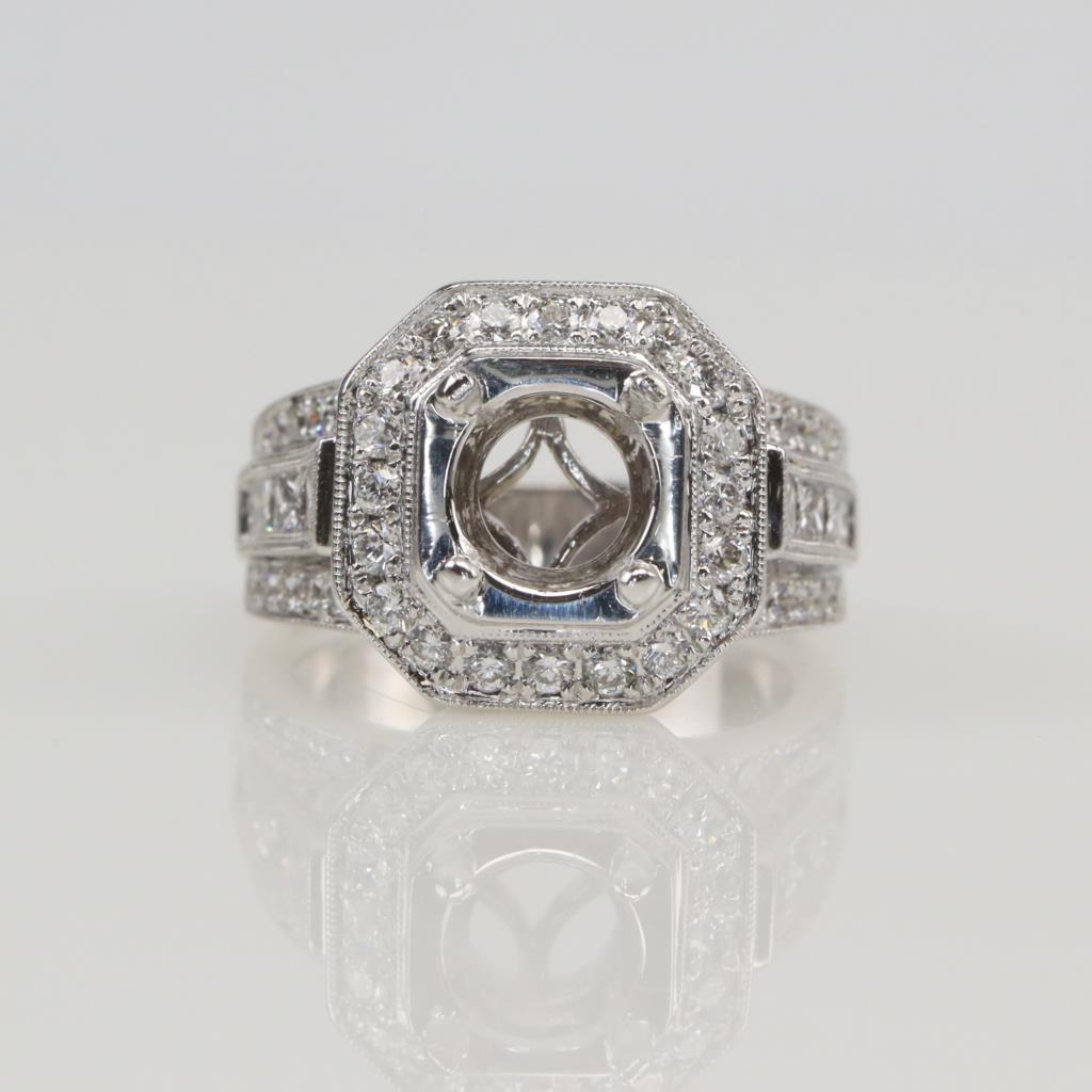 .54ctTW Diamond 18kt White Gold Mounting Halo Style Ring-Evaluated By ...