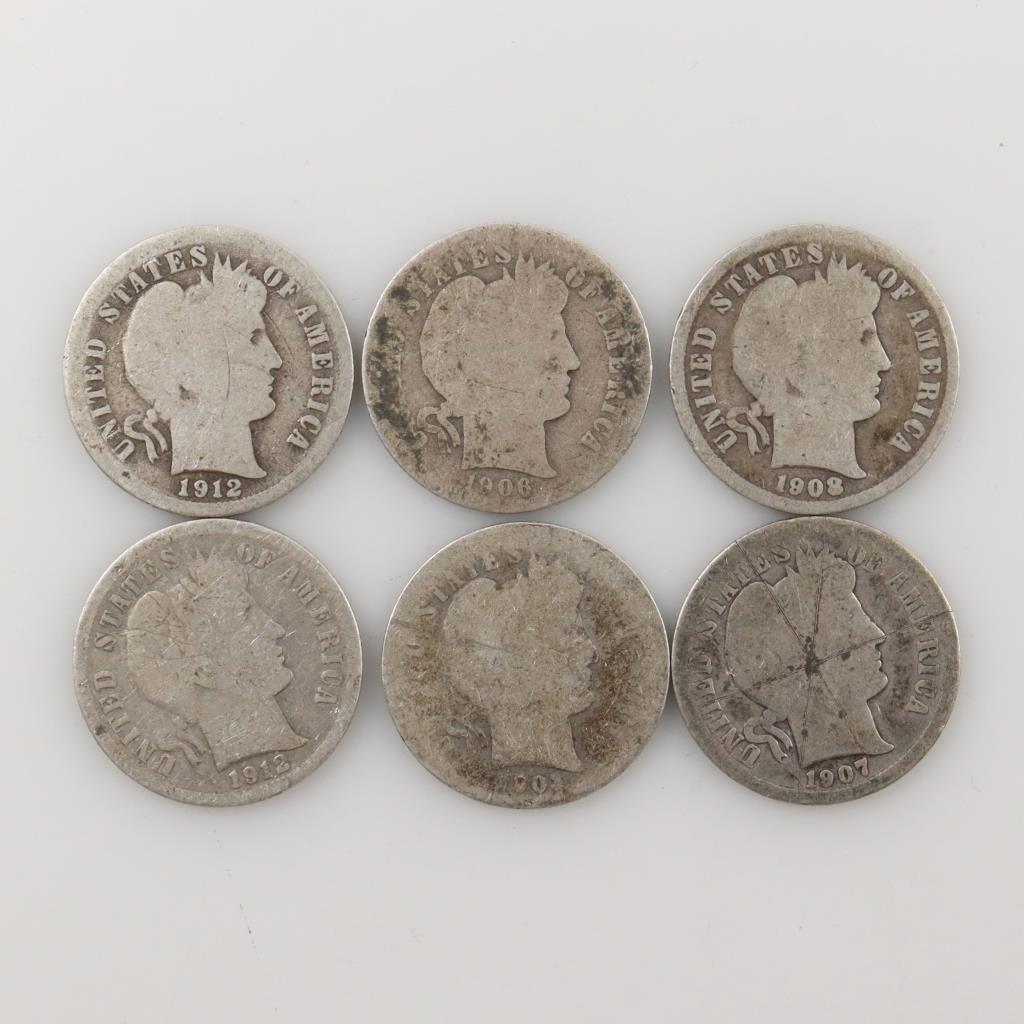 6 Barber Silver Dimes | Property Room