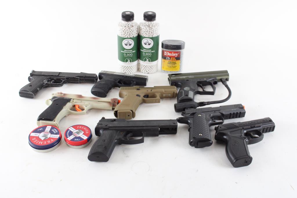 6 Bb Guns, 1 Paintball Gun, 1 Toy Gun And Bb's | Property Room
