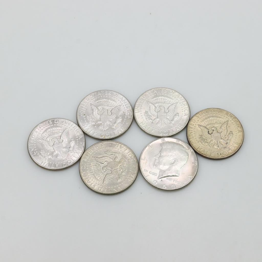 6 US Kennedy Silver Clad Half Dollars | Property Room