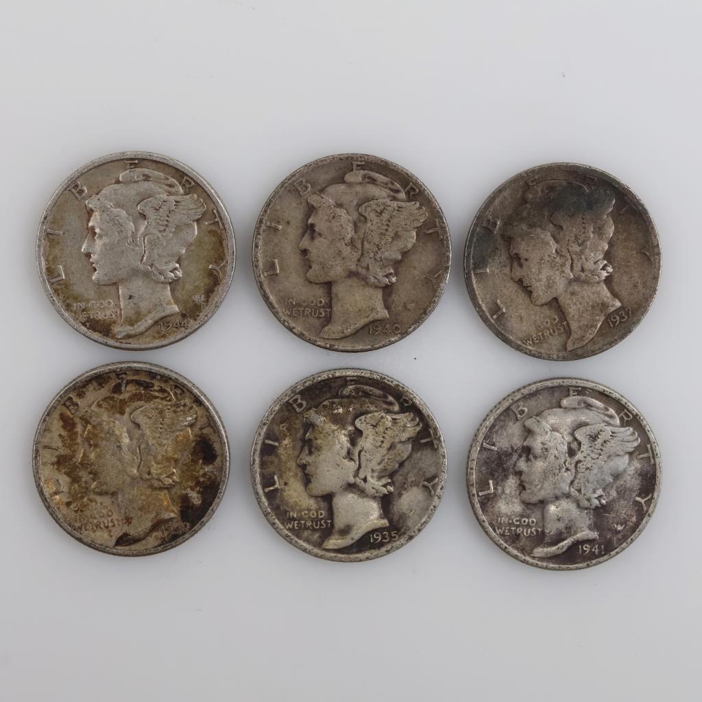 6 US Mercury Silver Dimes | Property Room