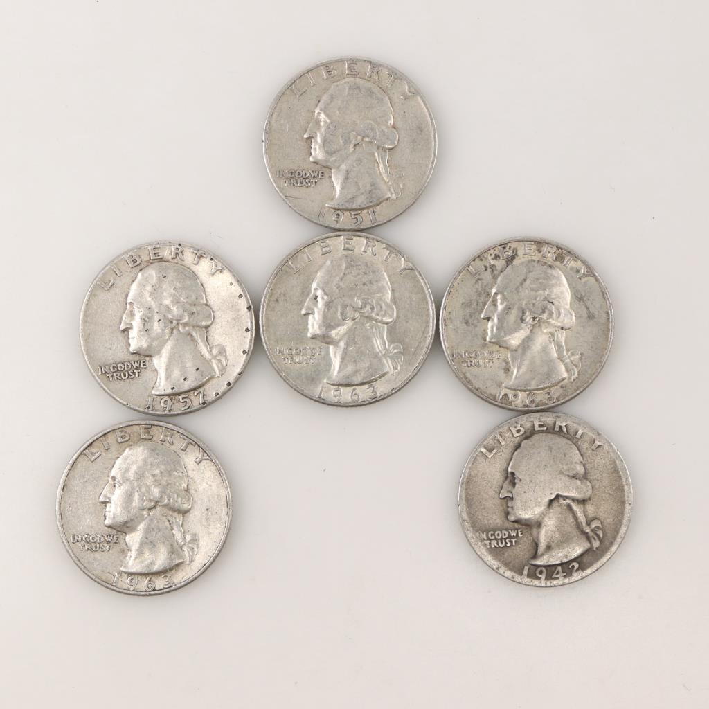 6 Washington Silver Quarters | Property Room