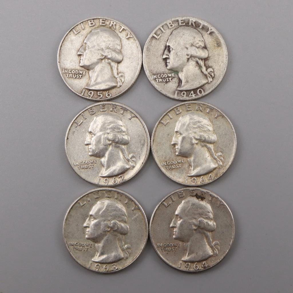 6 Washington Silver Quarters | Property Room