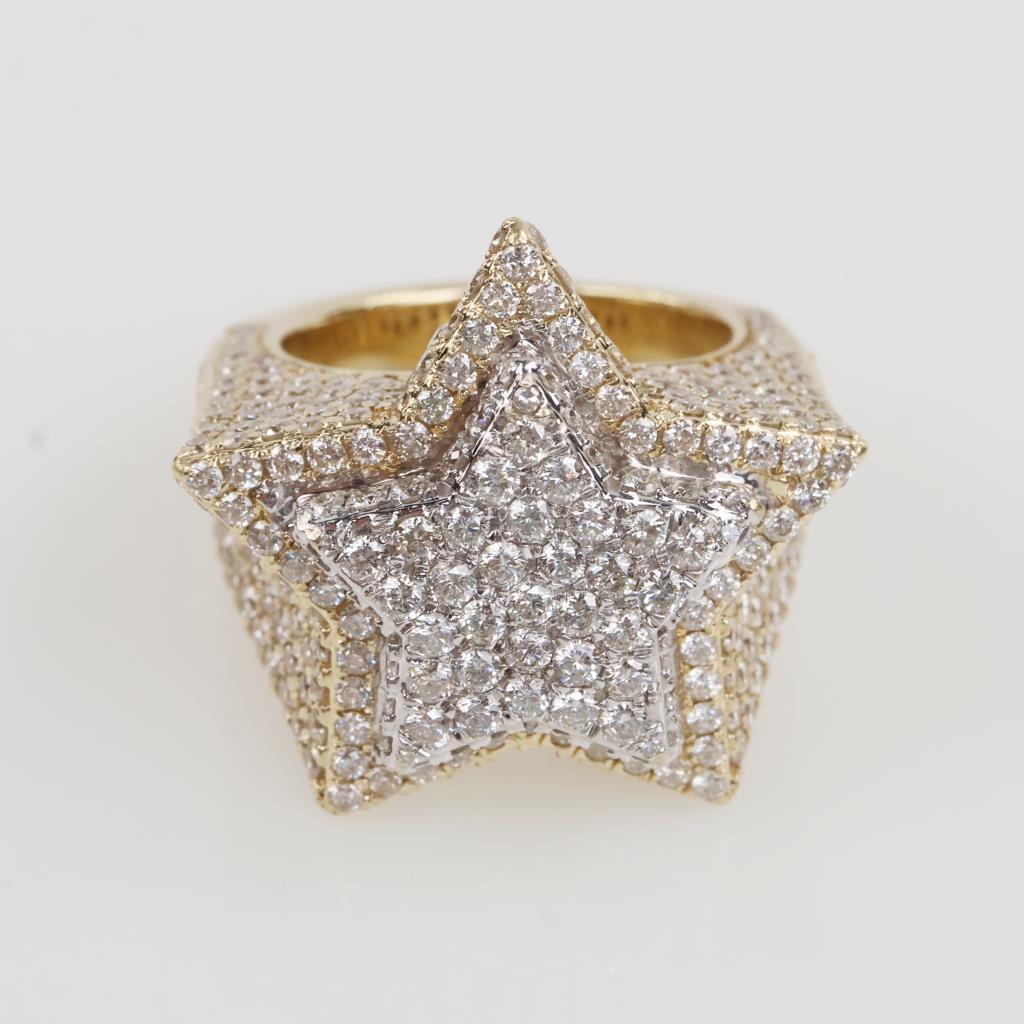 6.00cts TW Diamond 14kt Gold Two-tone Star Ring-Evaluated By Our ...