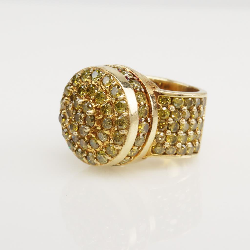 6.18cts TW Irradiated Yellow Diamond 10kt Gold Ring-Evaluated By Our ...