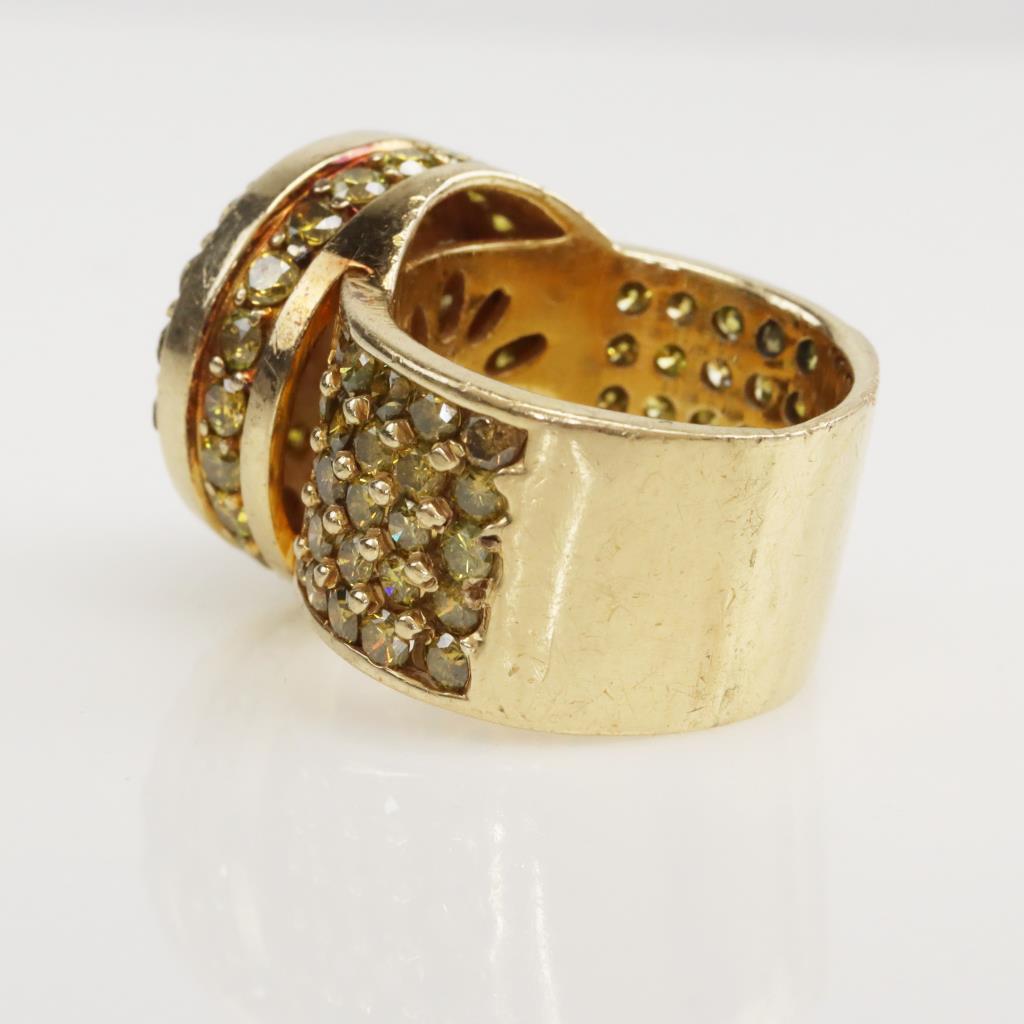 6.18cts TW Irradiated Yellow Diamond 10kt Gold Ring-Evaluated By Our ...