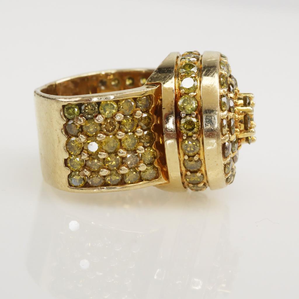 6.18cts TW Irradiated Yellow Diamond 10kt Gold Ring-Evaluated By Our ...