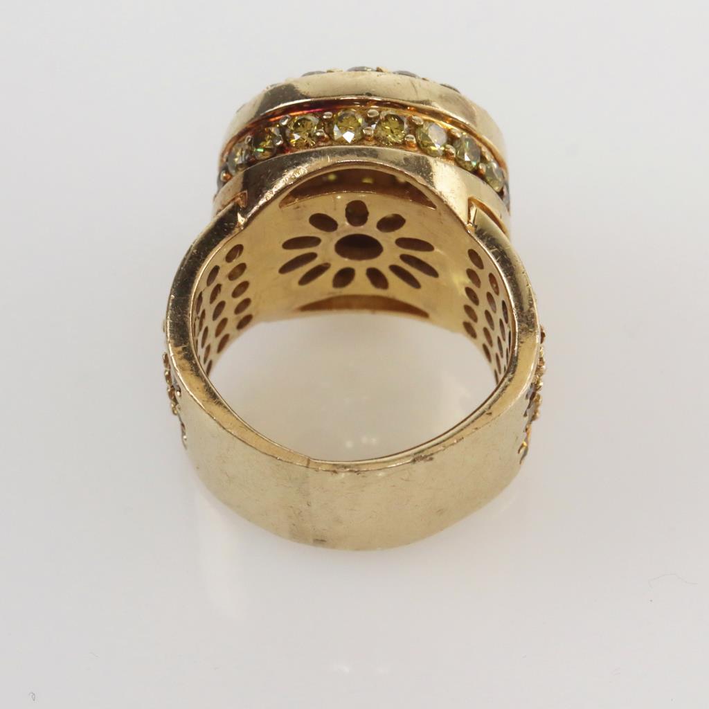6.18cts TW Irradiated Yellow Diamond 10kt Gold Ring-Evaluated By Our ...