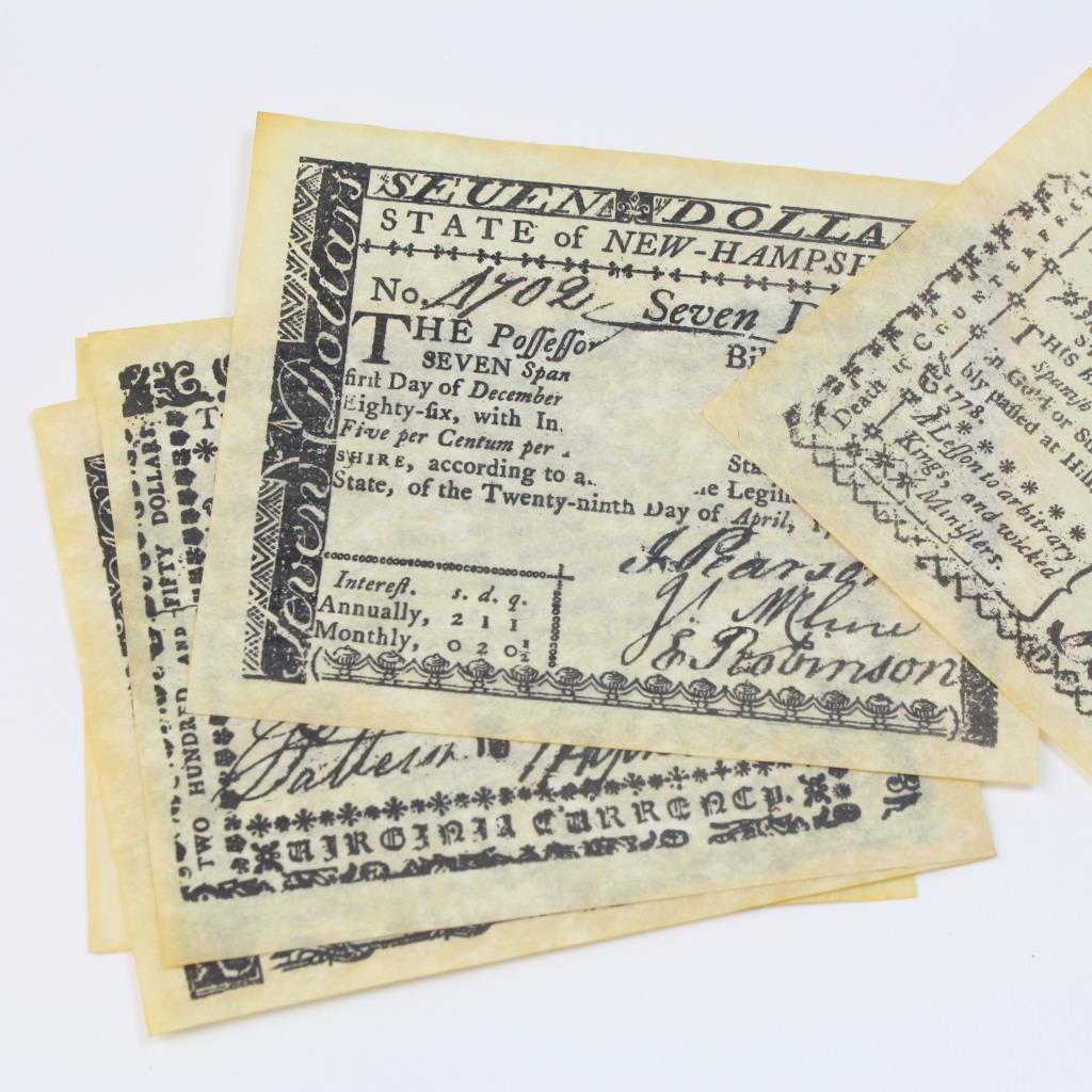 7 Replica U.S. Revolution Era State Banknotes | Property Room