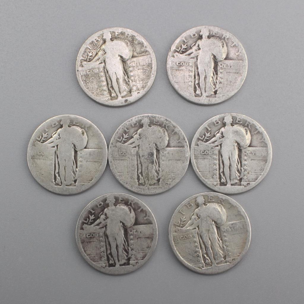 7 Standing Liberty Silver Quarters | Property Room