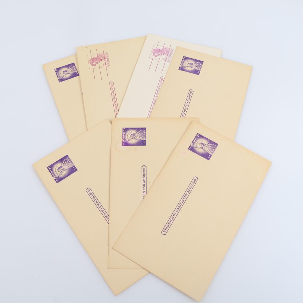 7 US Pre Stamped Plain Post Cards | Property Room