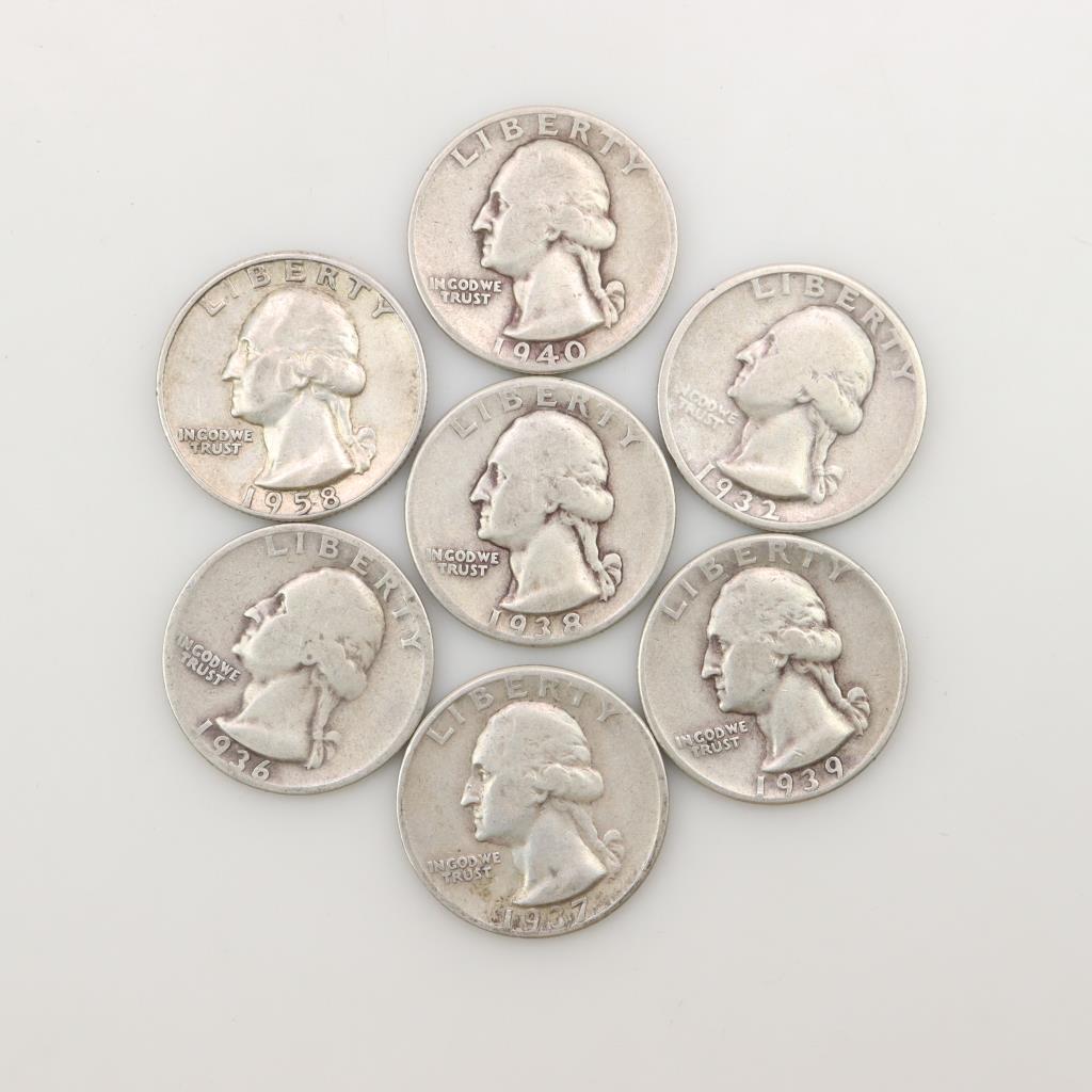 7 US Silver Quarters | Property Room