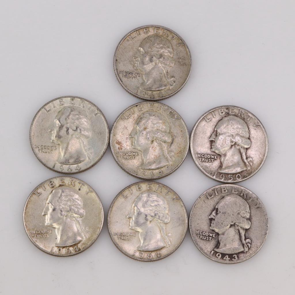 7 US Silver Quarters | Property Room