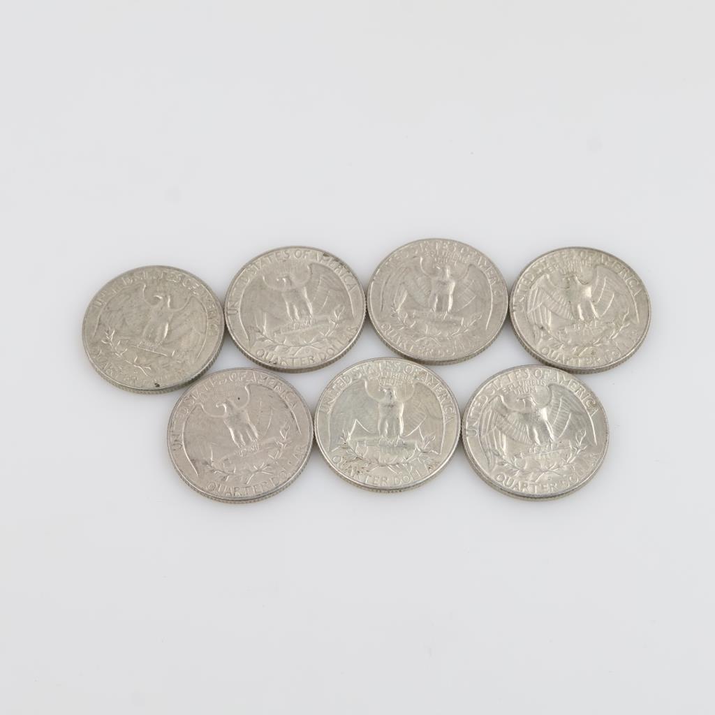 7 US Washington Silver Quarters | Property Room