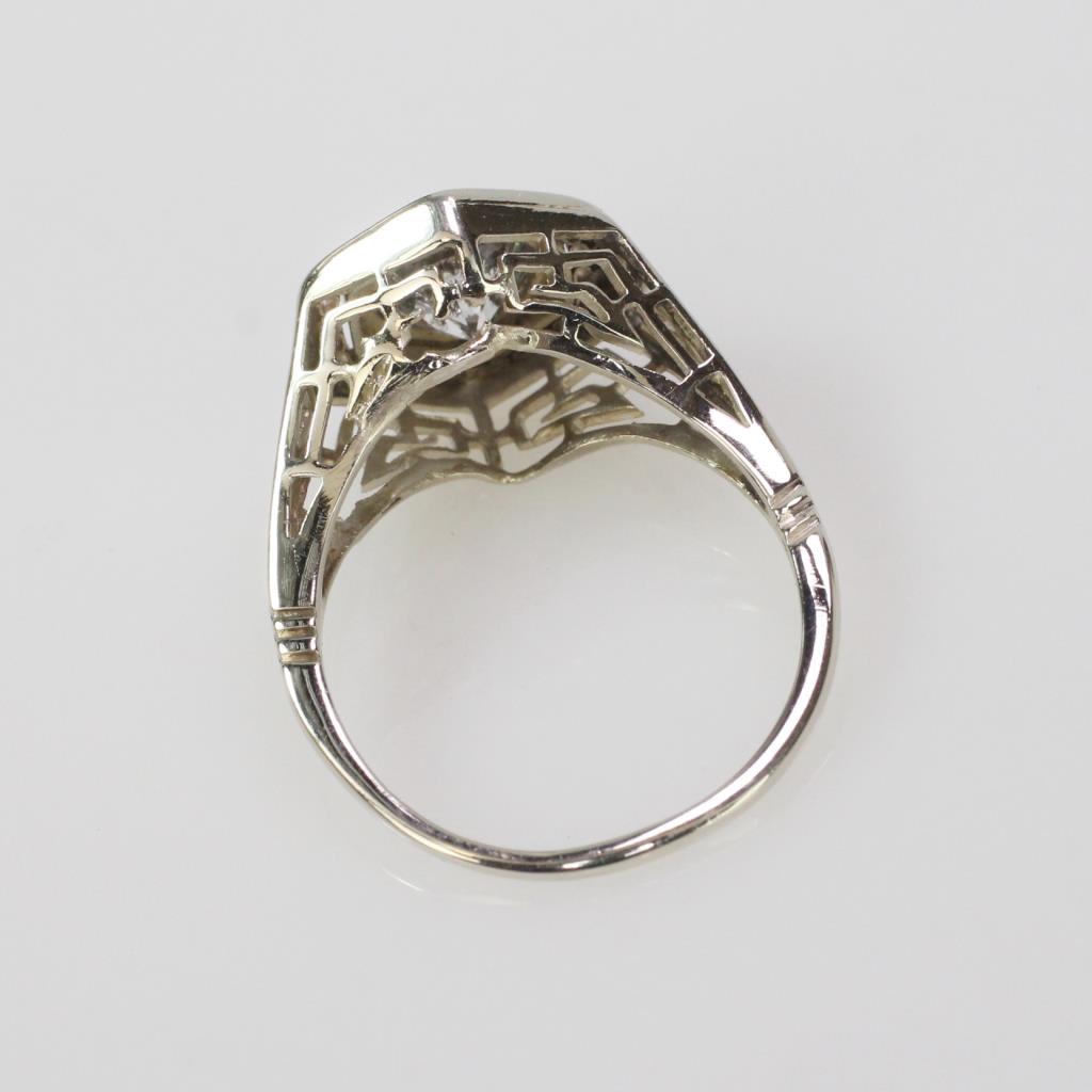 .75ct Diamond 14k White Gold Filigree Signet Ring, 2.2g | Property Room