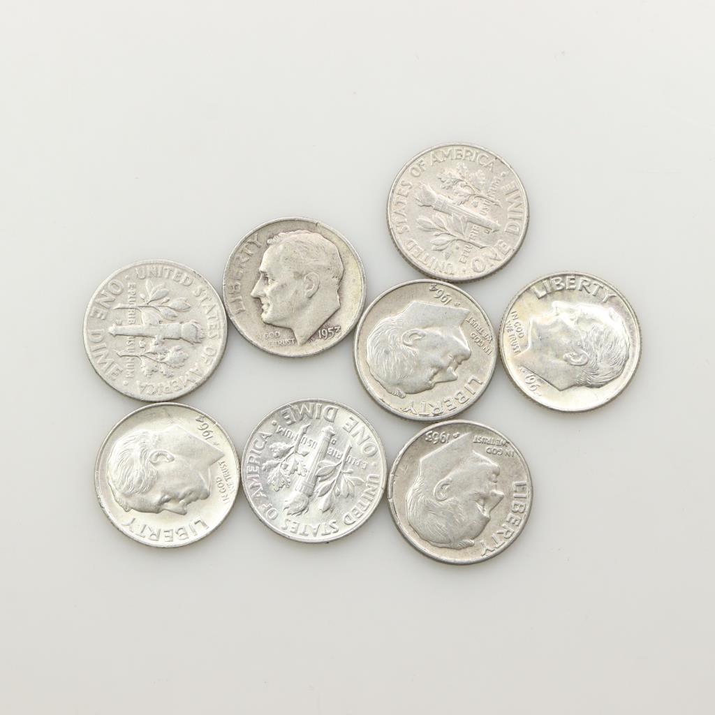 8 Silver US Roosevelt Dimes | Property Room
