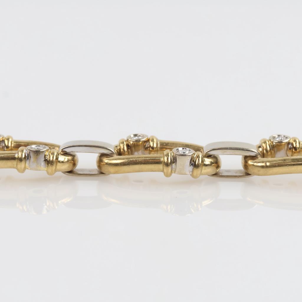 .84ctTW Diamond 18kt Gold Two-tone Hollow Tube Link Bracelet-Evaluated ...
