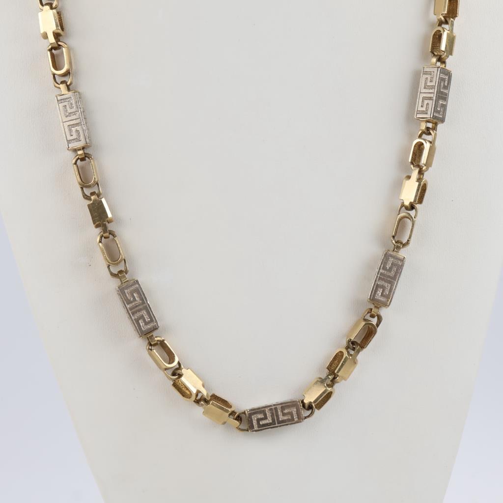 8kt Two Tone Gold Rectangular Link Chain Necklace | Property Room