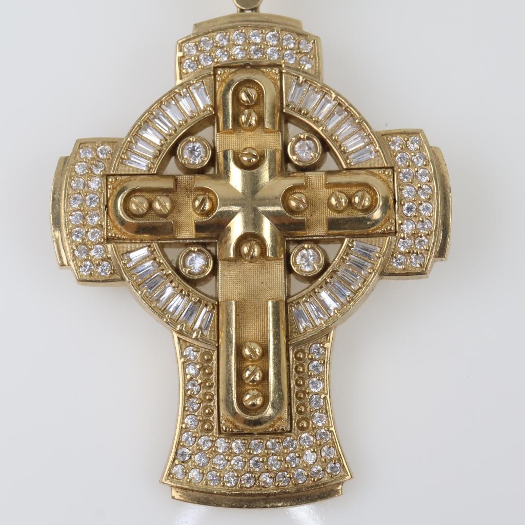 9.86cts CZ 10kt Gold Open Back Cross Pendant-Evaluated By Our Certified ...