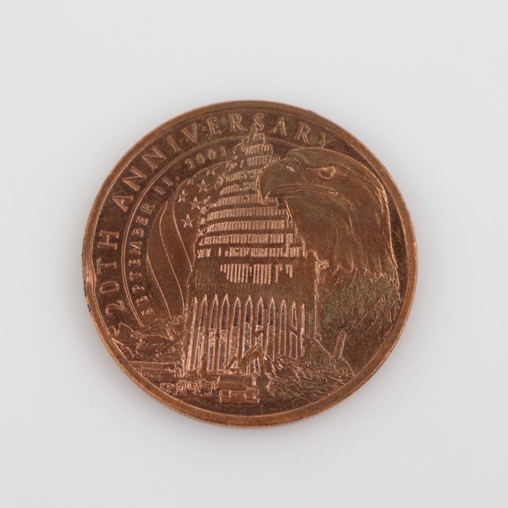 .999 Copper 20th Anniversary 9/11 Token Round One AVDP Oz | Property Room