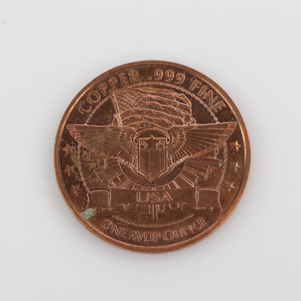 .999 Copper 20th Anniversary 9/11 Token Round One AVDP Oz | Property Room