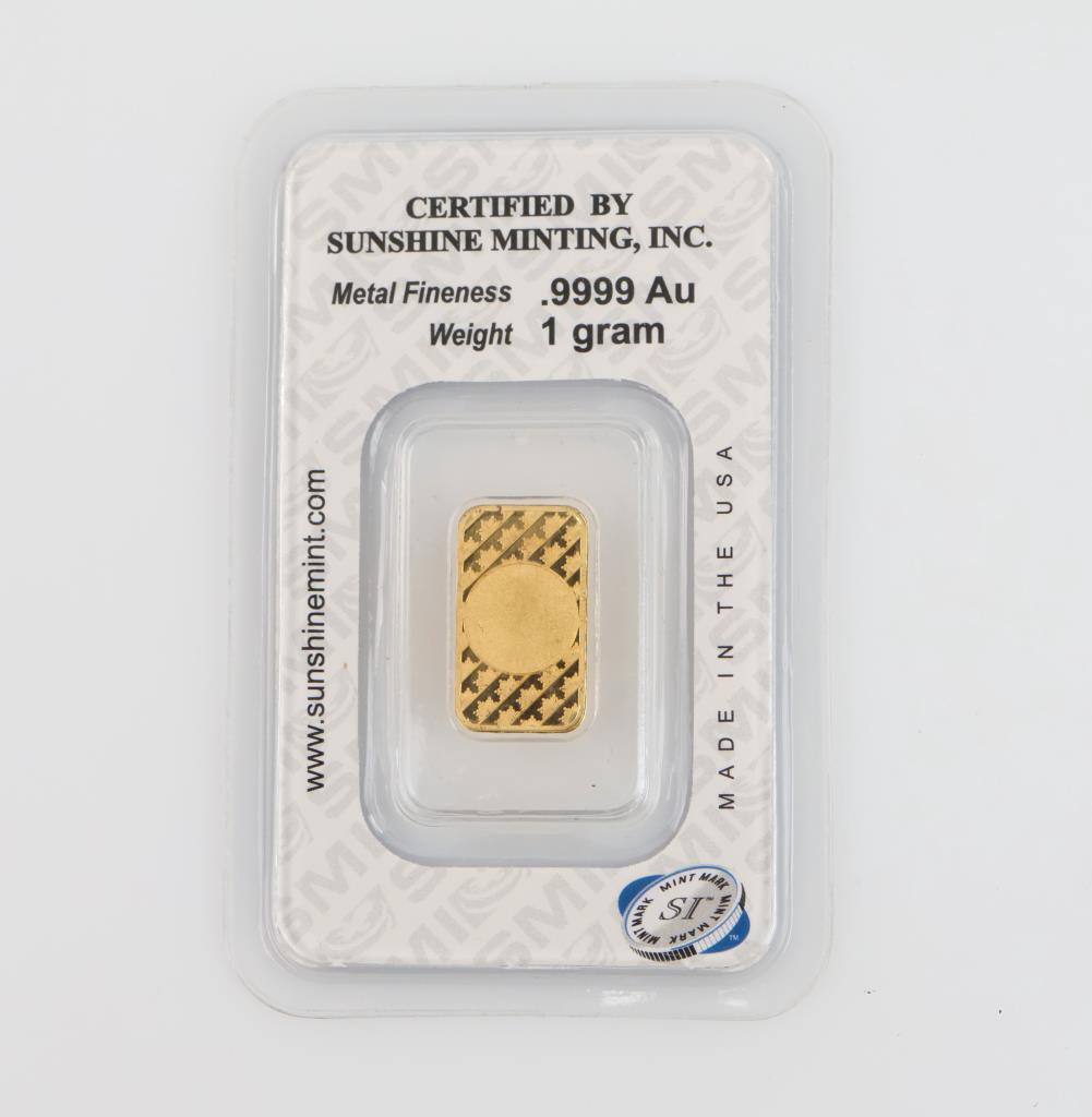 .999 Gold Sunshine Minting 1g Bar | Property Room