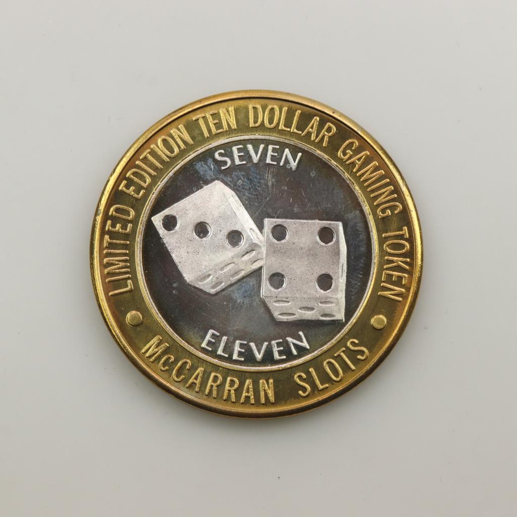 .999 Silver And Brass McCarran Slots Gaming Token | Property Room