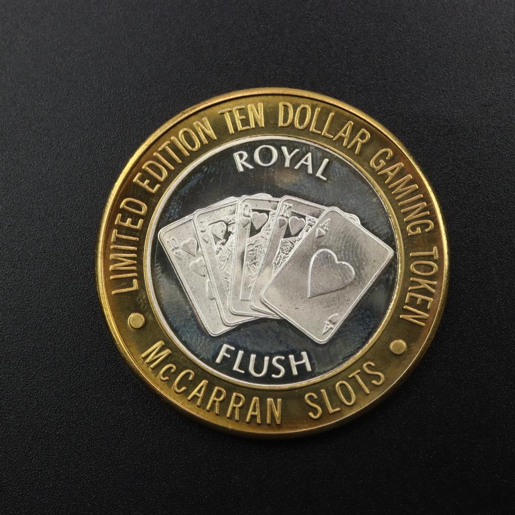 .999 Silver And Brass McCarran Slots Gaming Token | Property Room