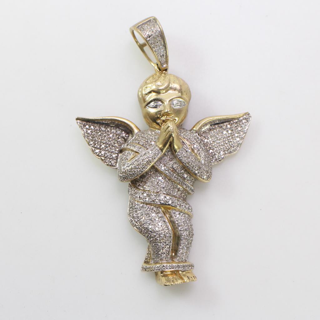 9kt Gold 23.38g Angel Pendant With Diamond Accents | Property Room