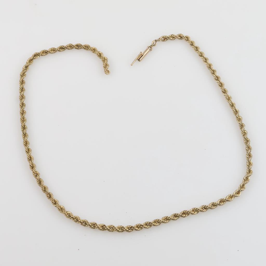 9kt Gold Hollow Rope Chain Necklace | Property Room