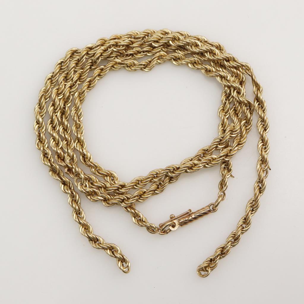 9kt Gold Hollow Rope Chain Necklace | Property Room