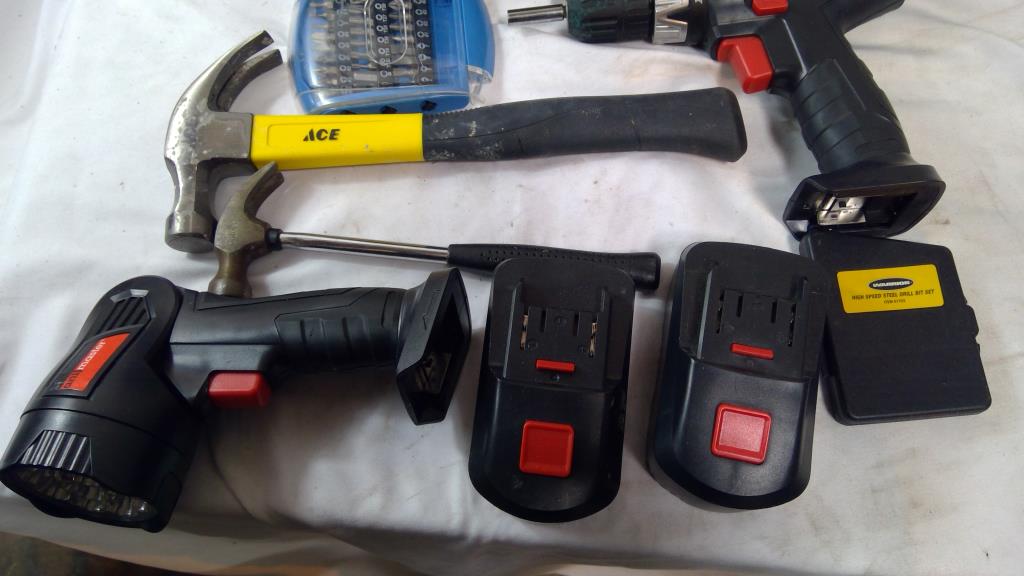 Ace Hammer, Drill Master 18v Flashlight, And More, 9+ Pieces | Property ...