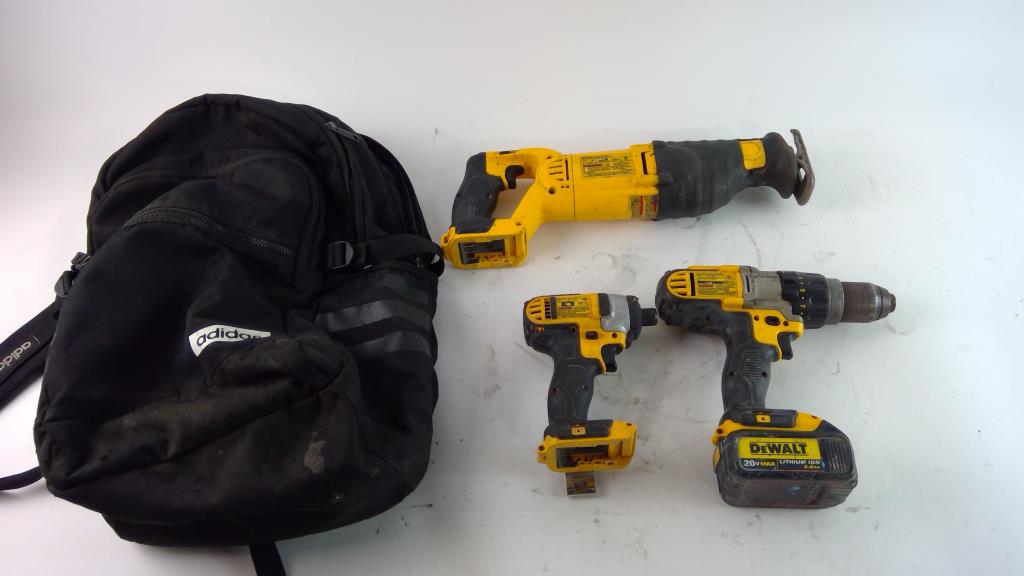 Adidas Backpack With Dewalt Powertools, 3 Pieces | Property Room