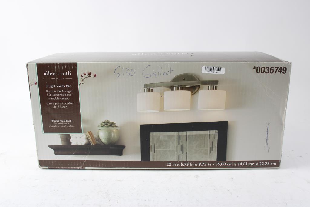 Allen + Roth 3-Light Vanity Bar With Brushed Nickel Finish, 0036749 ...