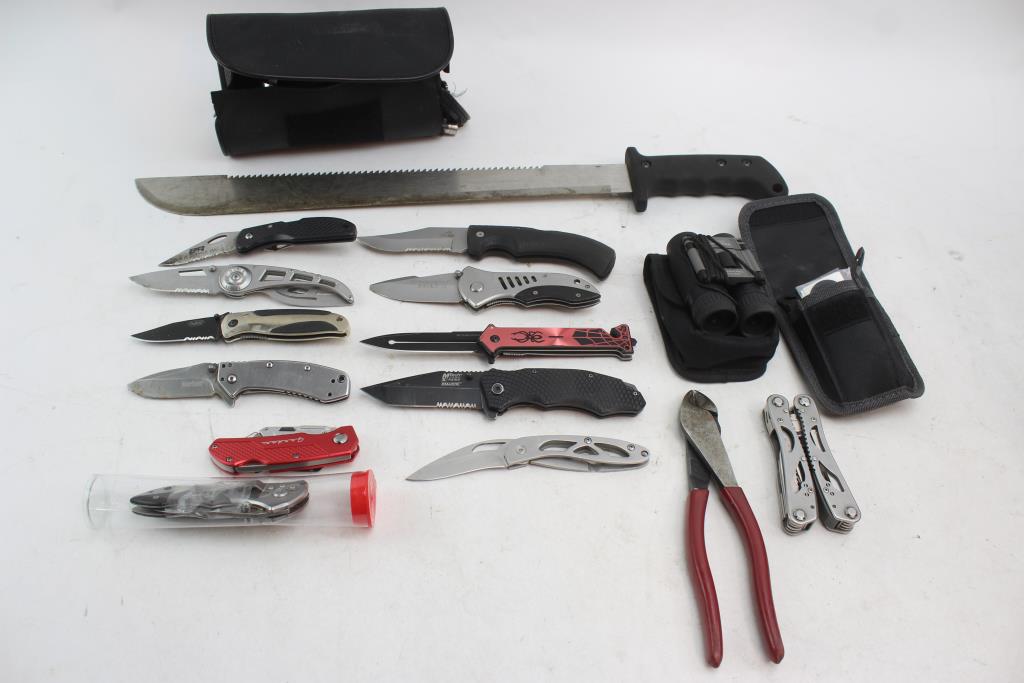 Allen Wrench Multitool, Folding Knives, Flashlight, Machete, Binocular ...