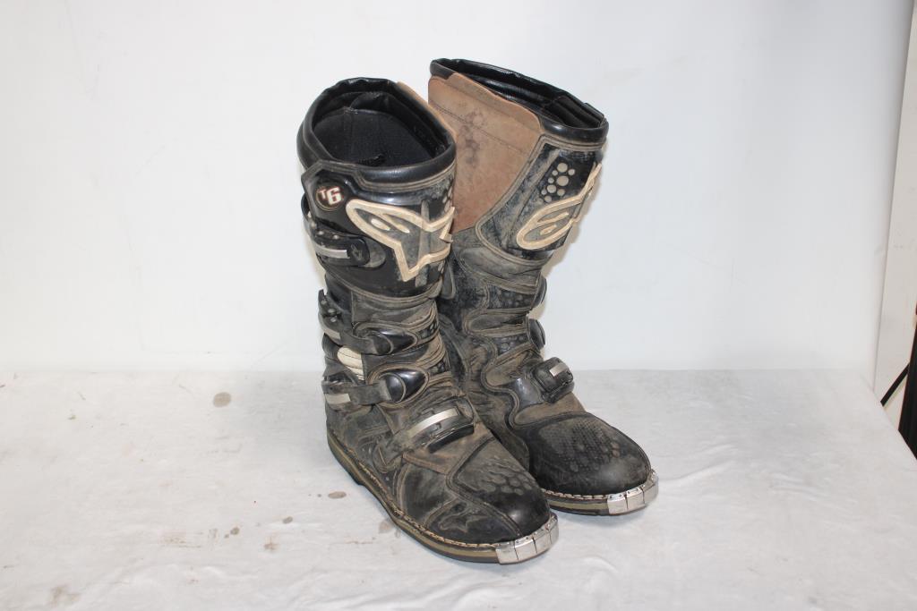Alpinestars T6 Motocross Boots Size 11.5 With Fox Titan Sport Shin Pads ...