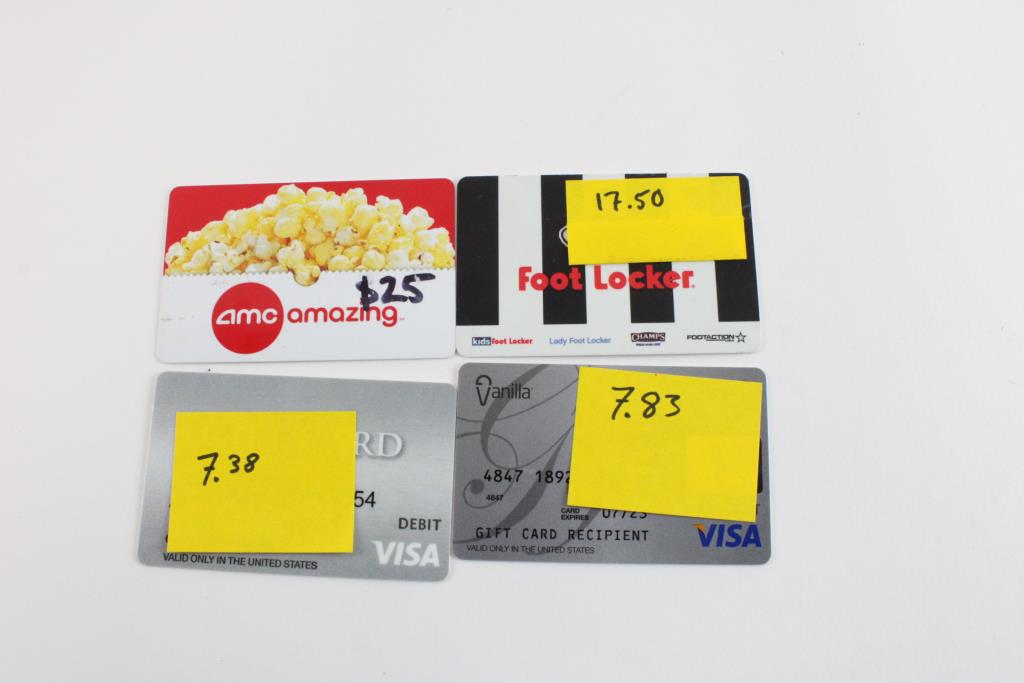 AMC, Foot Locker & Visa Gift Cards, 4 Pieces | Property Room