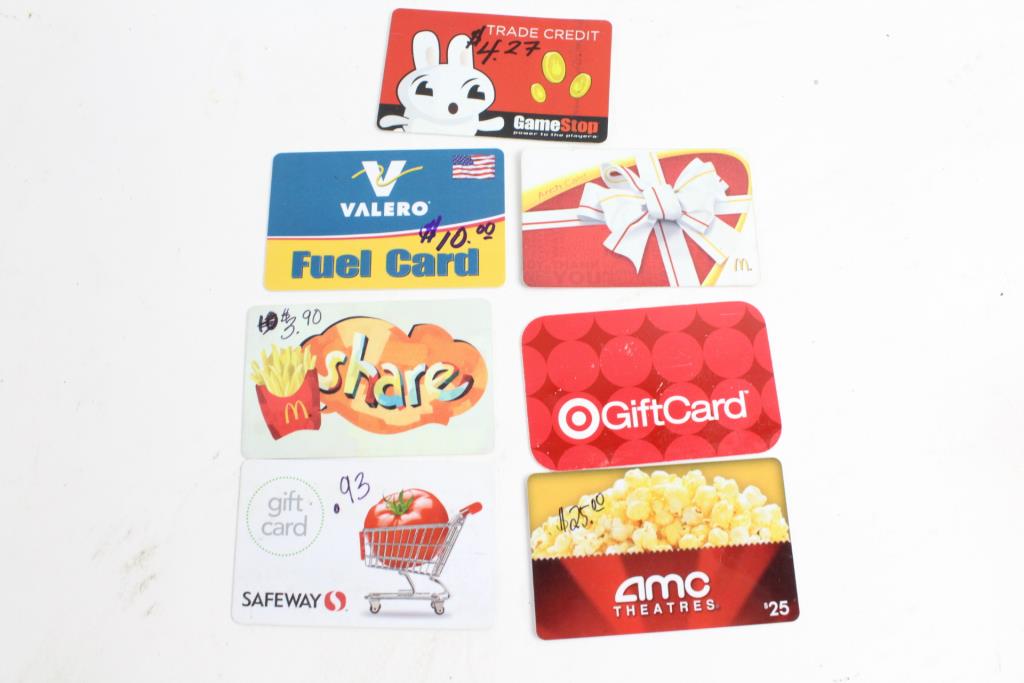 AMC Theaters, Target, VAlero And Other Gift Cards, $55.72, 7 Pieces ...