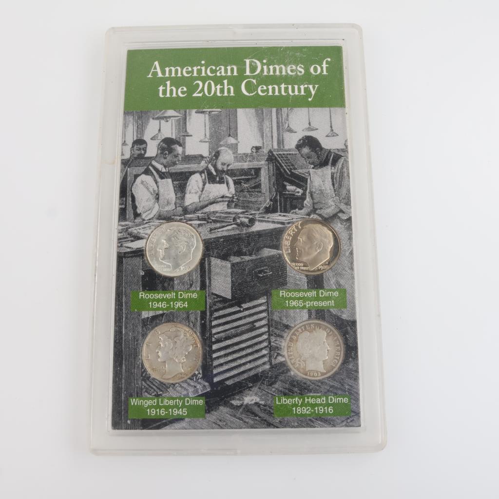 American Dimes Of The 20th Century, 4 Coins Including 3 Silver ...