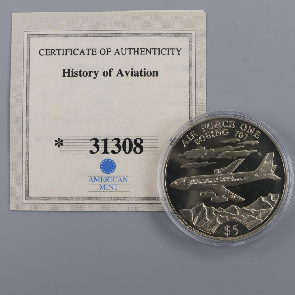 American Mint, Air Force One $5, History Of Aviation, Proof Token W ...