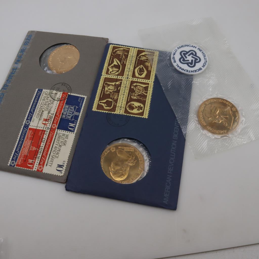 American Revolution Bicentennial Medal And Stamps; 3 Pieces | Property Room