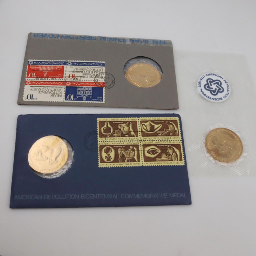 American Revolution Bicentennial Medal And Stamps; 3 Pieces | Property Room