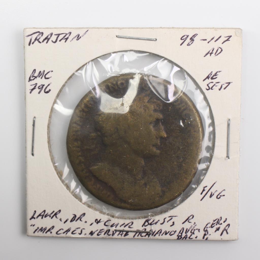 Ancient Roman Coin - Trajan Sestertius | Property Room
