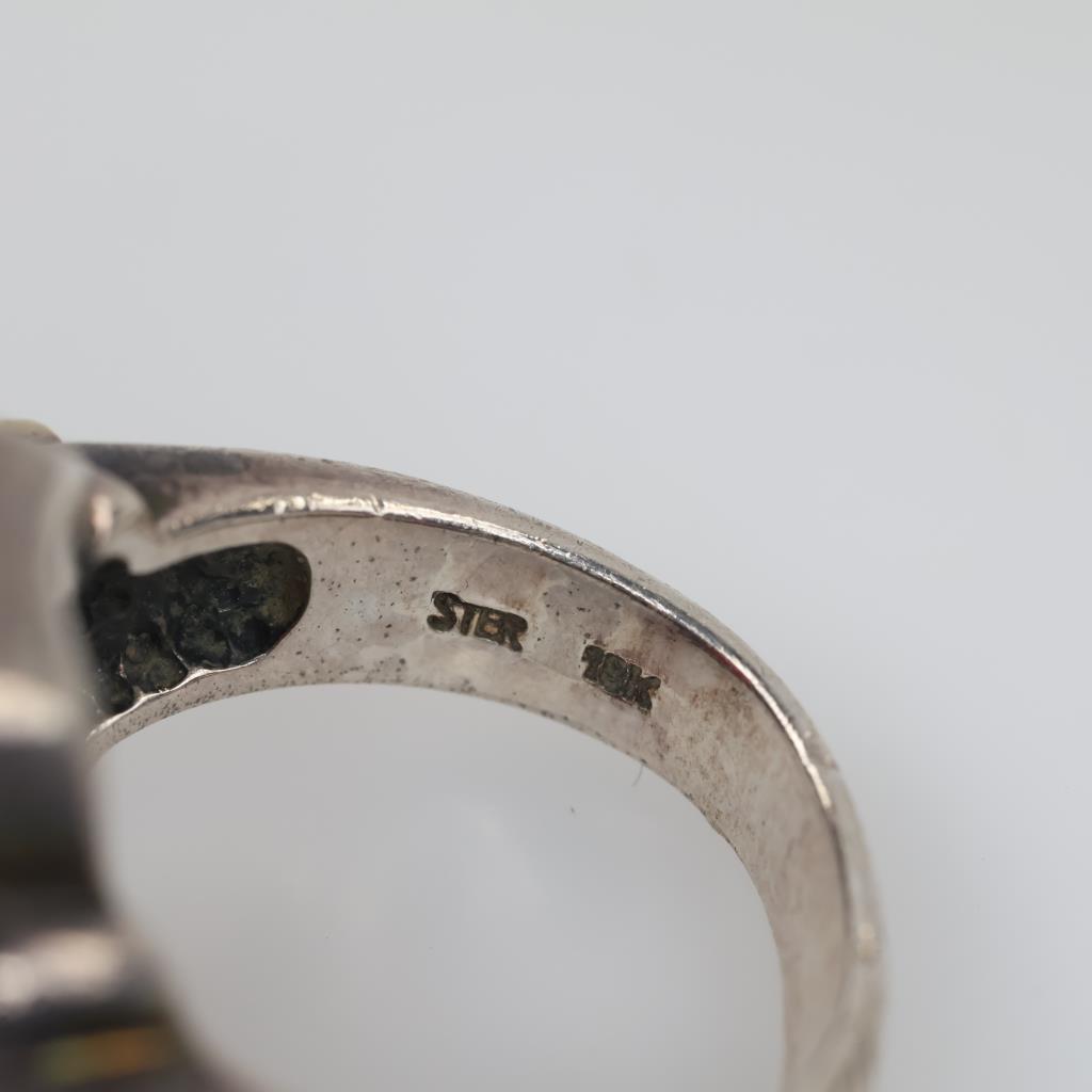 Ann King Sterling Silver 18kt Gold Accent Brown Stone Ring | Property Room