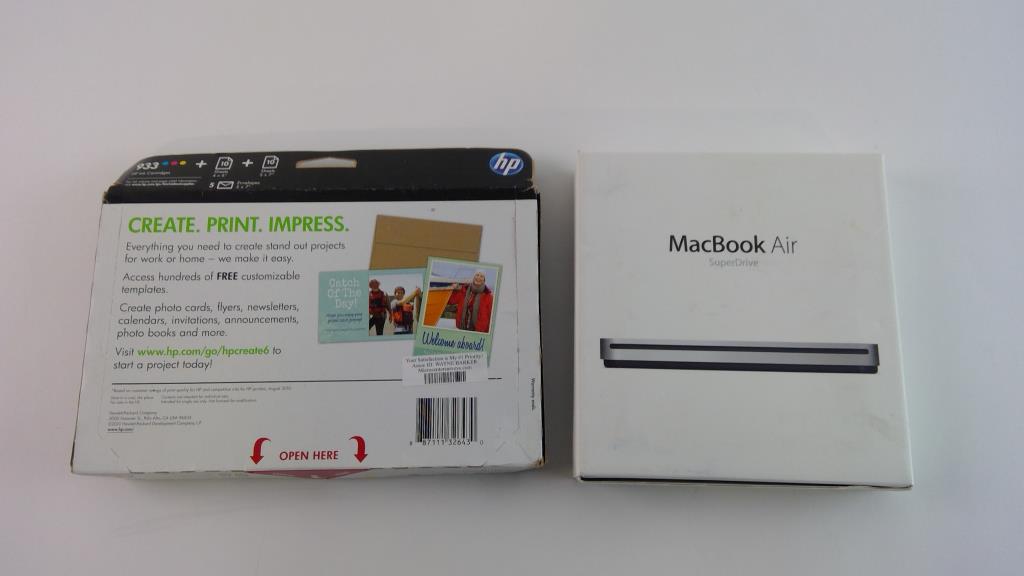 Apple Macbook Air Superdrive And HP Printer Ink | Property Room