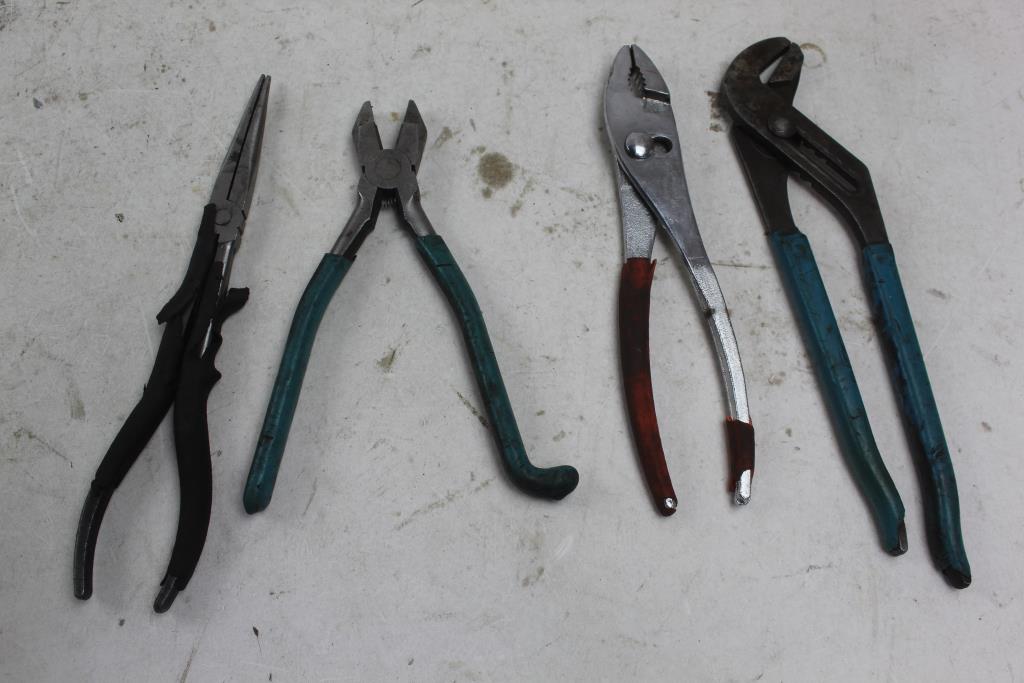 Assorted Pliers & Adjustable Workforce Wrench; 10+ Pieces | Property Room