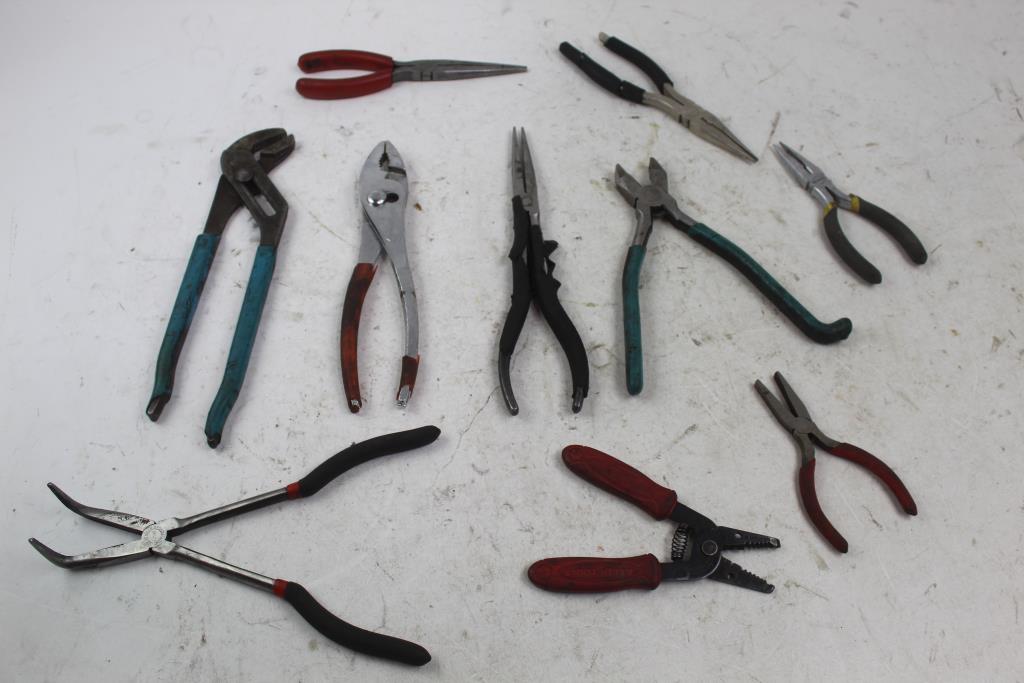 Assorted Pliers & Adjustable Workforce Wrench; 10+ Pieces | Property Room